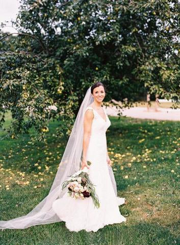 90 Inches Ivory Wedding Veil Chapel Length Cut Edge Veils PFWV0012 ...