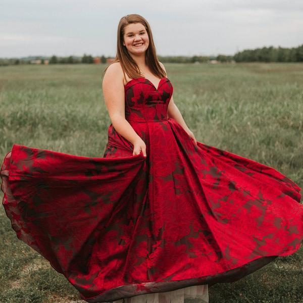 New Arrival Burgundy Sweetheart Floral Long Plus Size Prom Dresses wit ...
